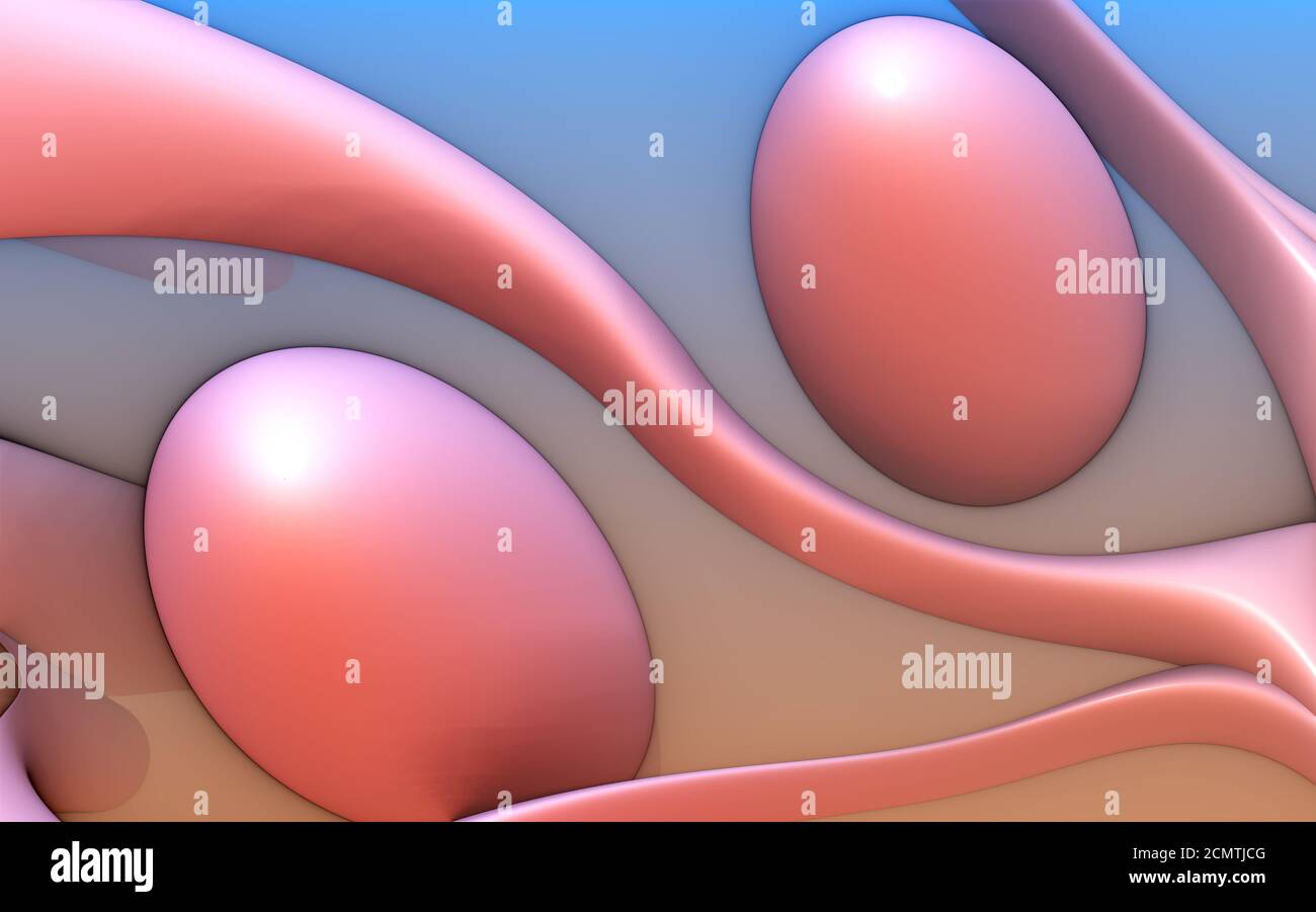 Abstract background, fantastic 3D pink structures, render illustration ...