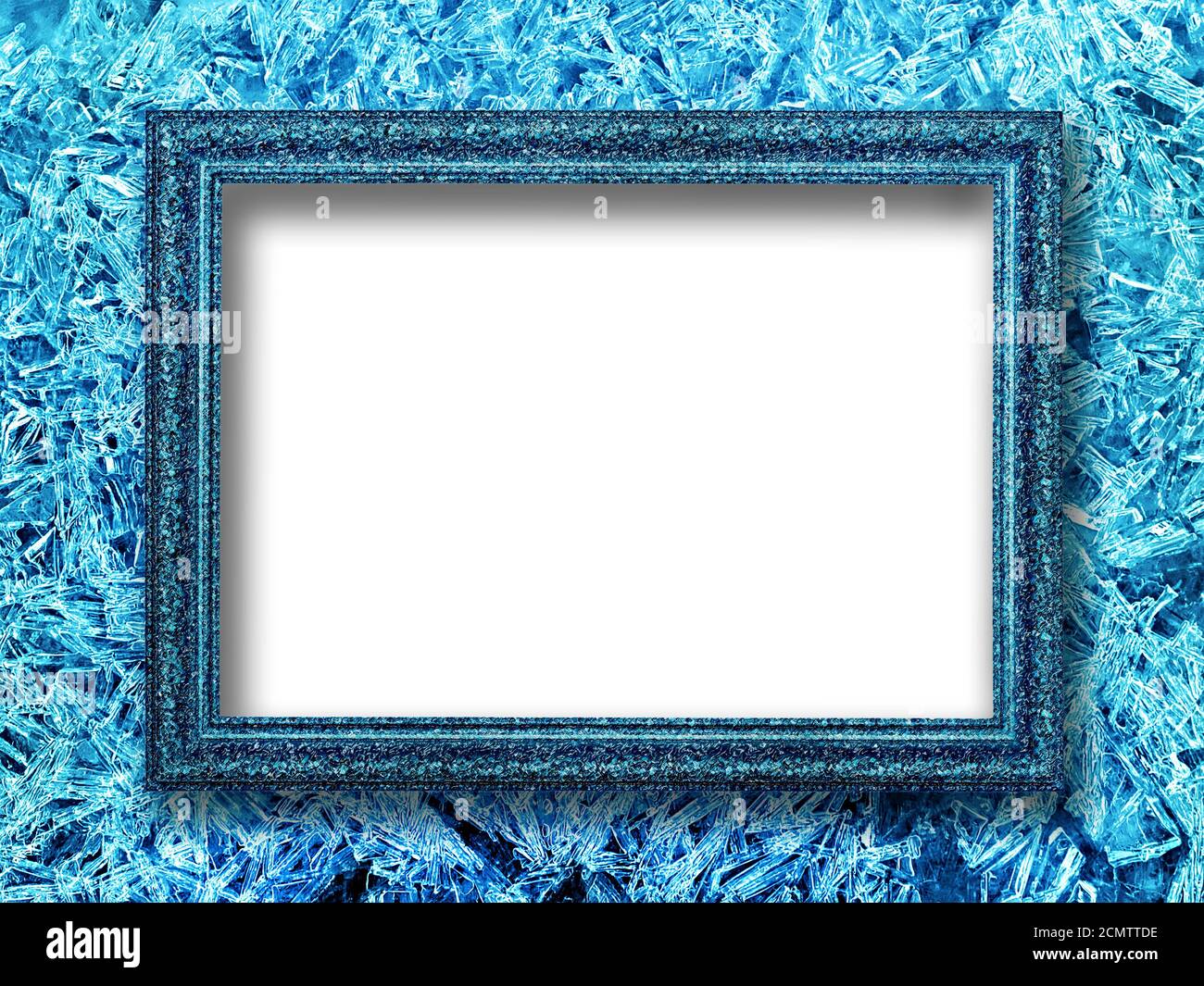 Ice illustration picture frame on a background of ice crystals Stock ...