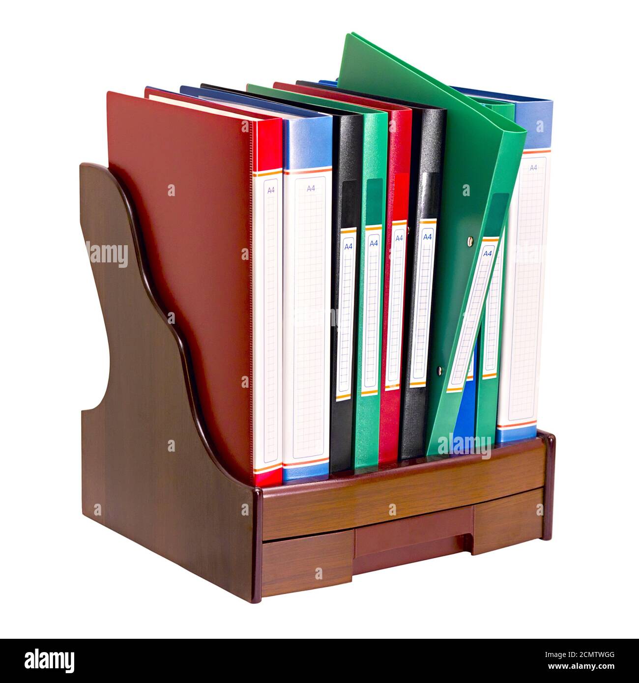 office document folders standing in a row isolated on white background ...