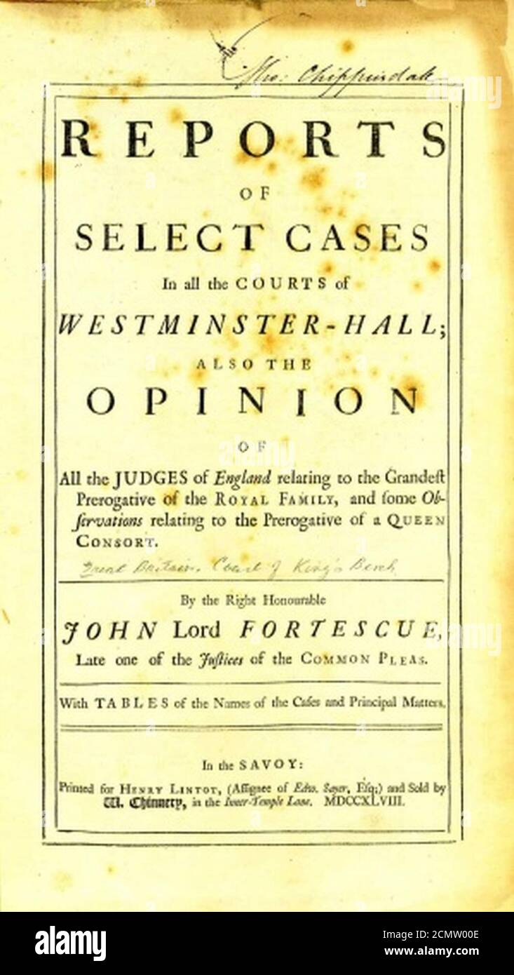 John Fortescue Aland Reports of Select Cases in All the Courts of ...