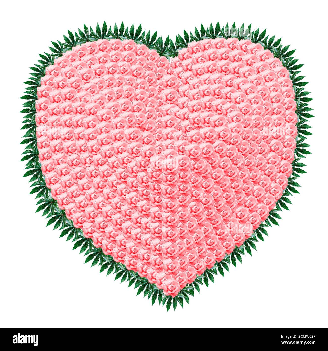 illustration heart symbol made up of blooming roses Stock Photo - Alamy
