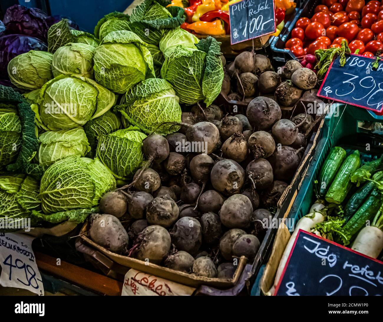 Vegetables and fruits in the Great Market Hall in the IX. district of ...