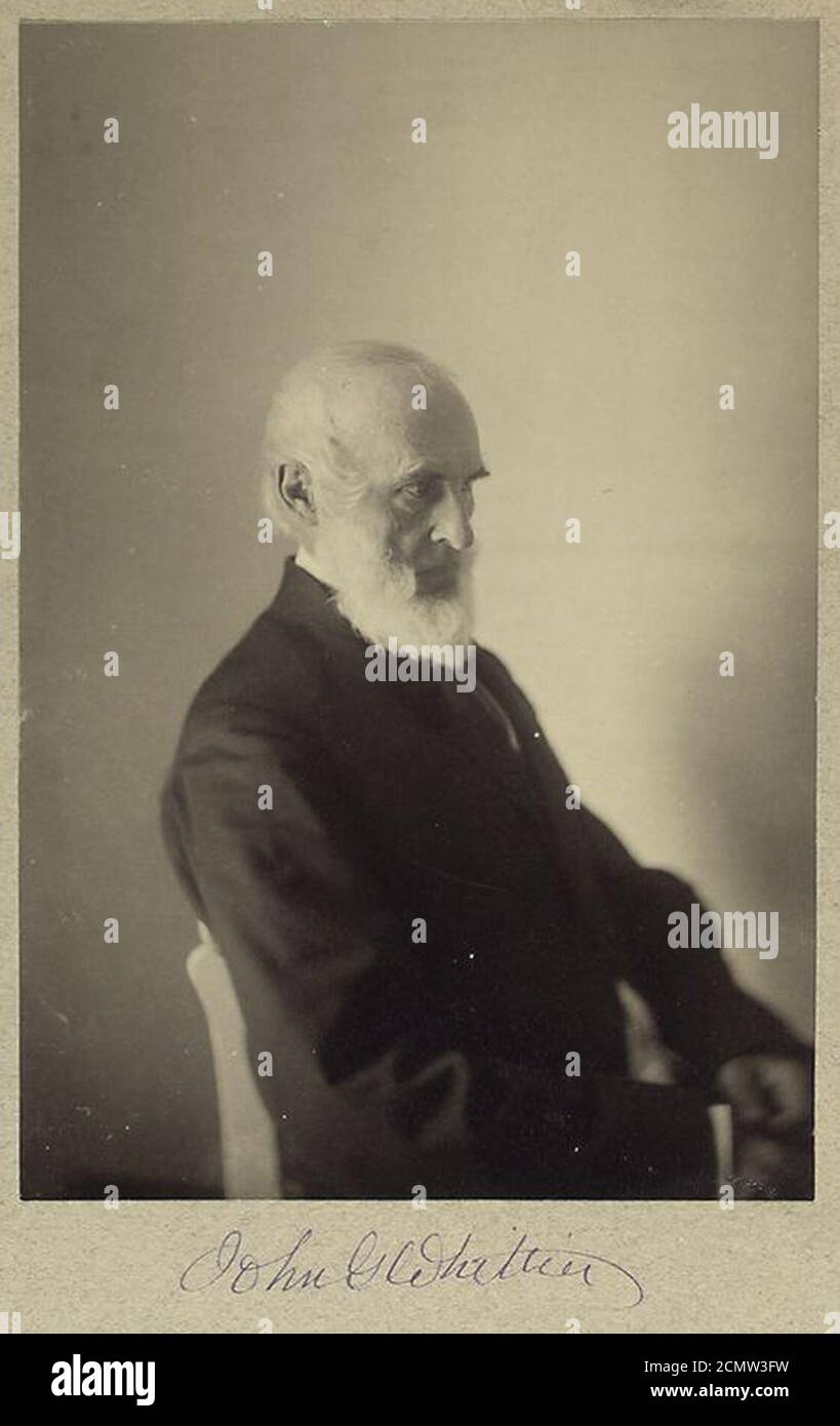 John Greenleaf Whittier seated Stock Photo - Alamy
