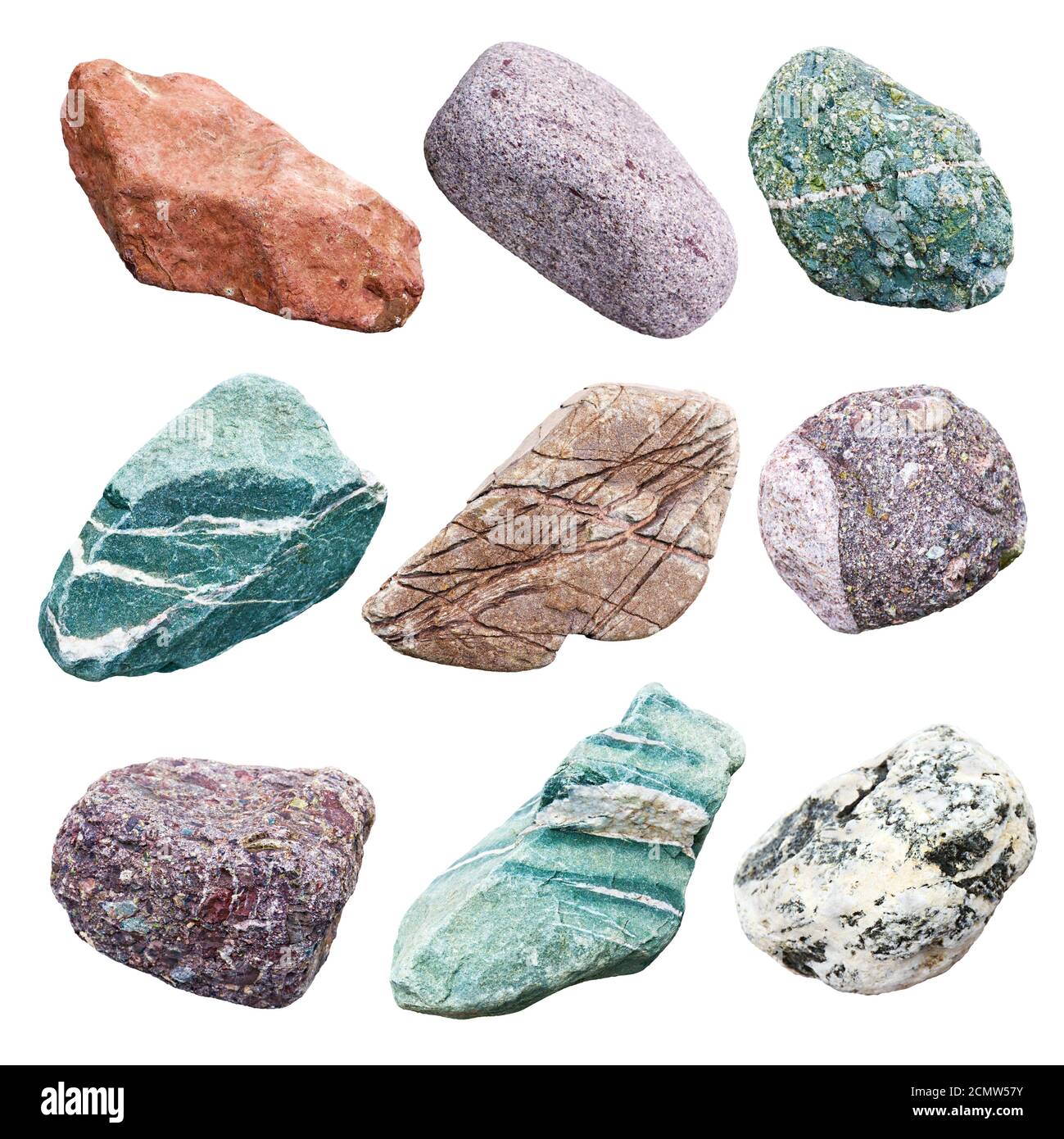 Set of nine minerals isolated on white background Stock Photo - Alamy