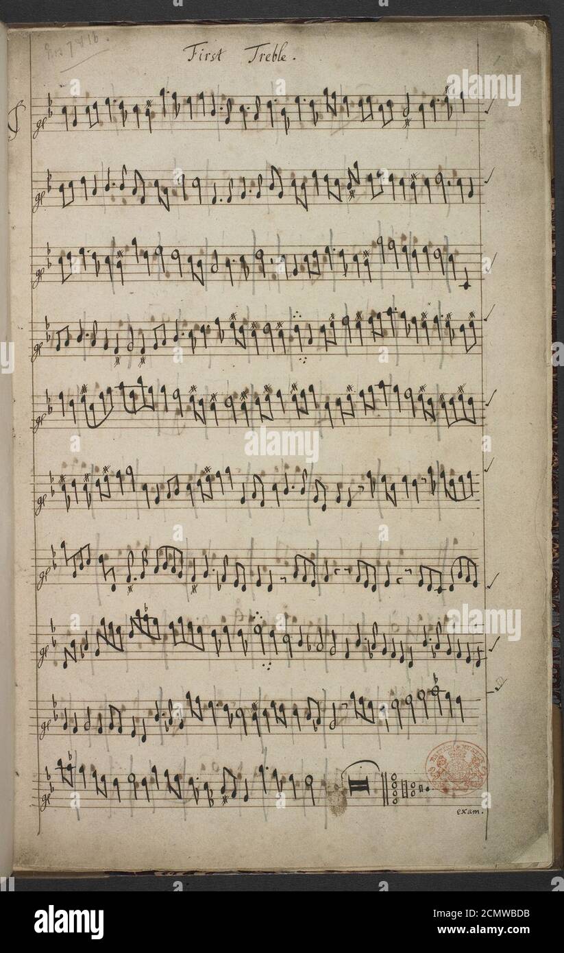 John Jenkins - First treble part from a three-part fantasia. (BL Add MS ...