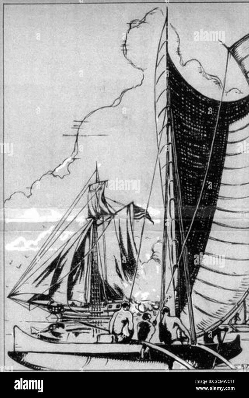 John Kendrick's American sloop 'Lady Washington' firing the first ...