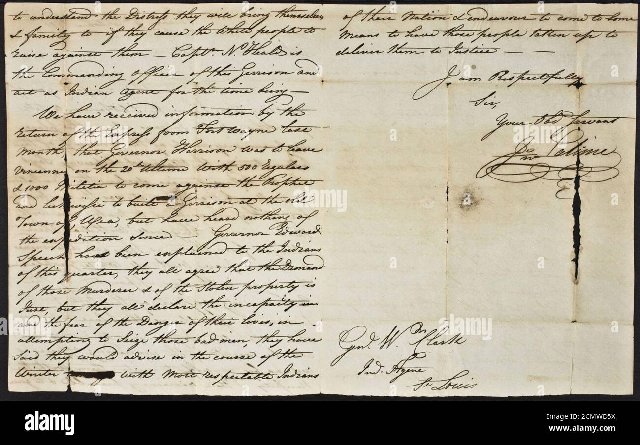 John Latimer letter to William Clark, 1811 Stock Photo - Alamy