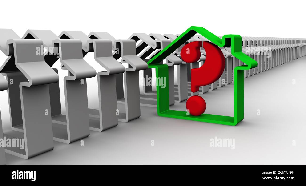The problem of choice real estate. Symbolic houses in a row and ...