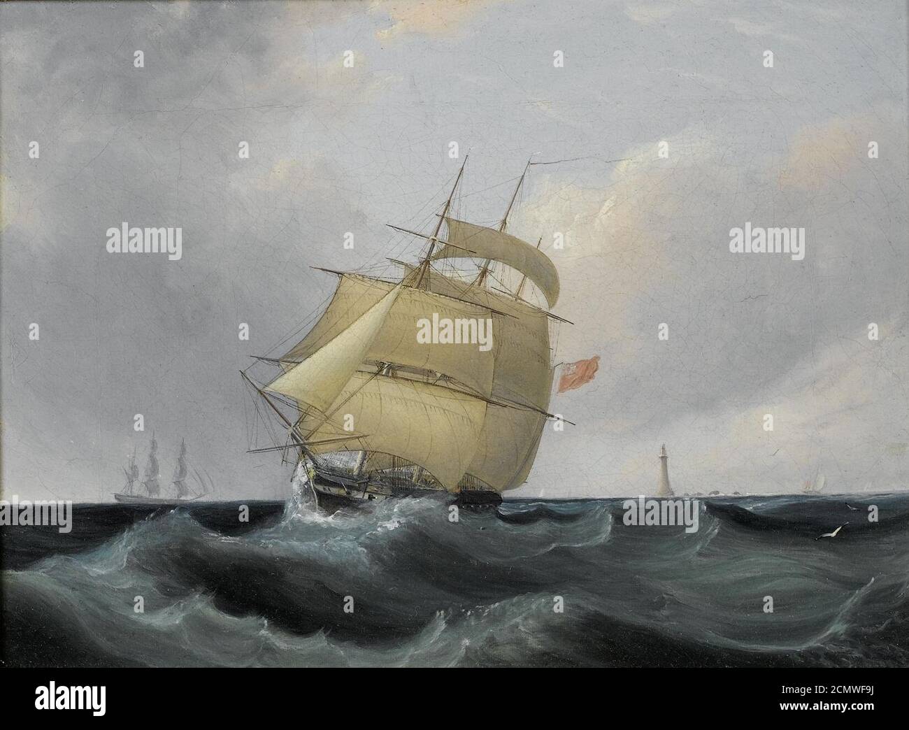 John Lynn - An outward-bound frigate running past the Eddystone ...
