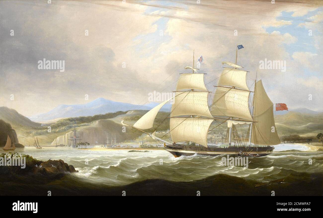 John Lynn - The barque ‥9AWoodmansterne‥98 calling for a pilot Stock ...