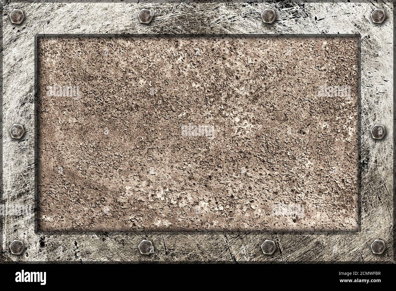 metallic texture framed frame with bolts Stock Photo - Alamy