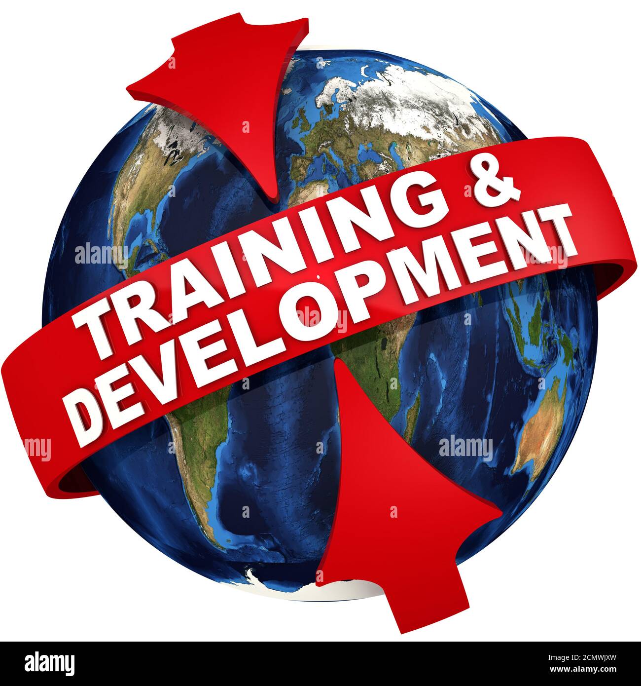 Training and development. Red arrows emphasize the white text TRAINING ...