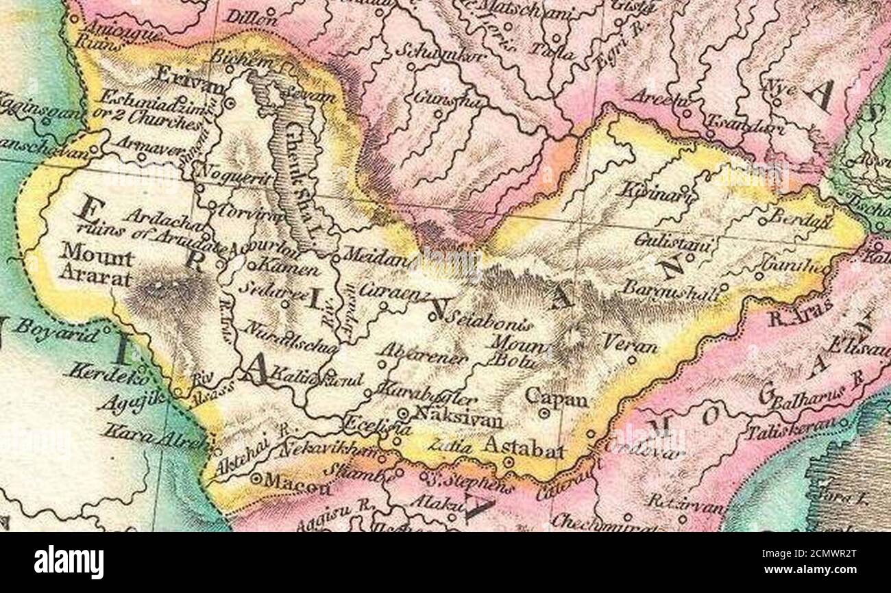 John Pinkerton. Map of Persia. 1818.D. Erivan Stock Photo - Alamy