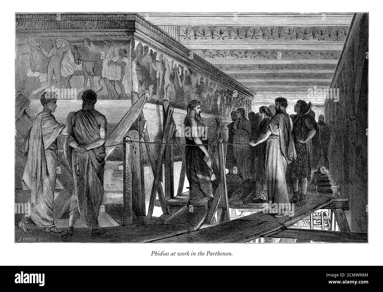 Phidias at work in the Parthenon, English Victorian Engraving, 1875 ...