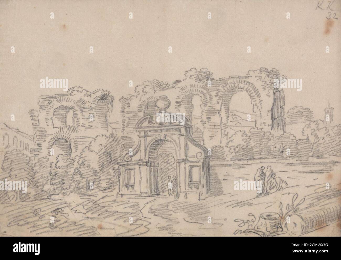 John Robert Cozens - Baroque Arch and Roman Aqueduct Ruins Stock Photo ...