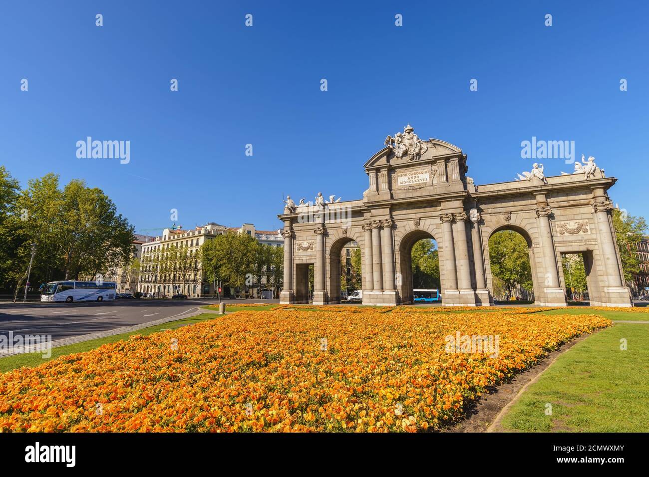Madrid Spain, city skyline at Puerta de Alcala Stock Photo - Alamy