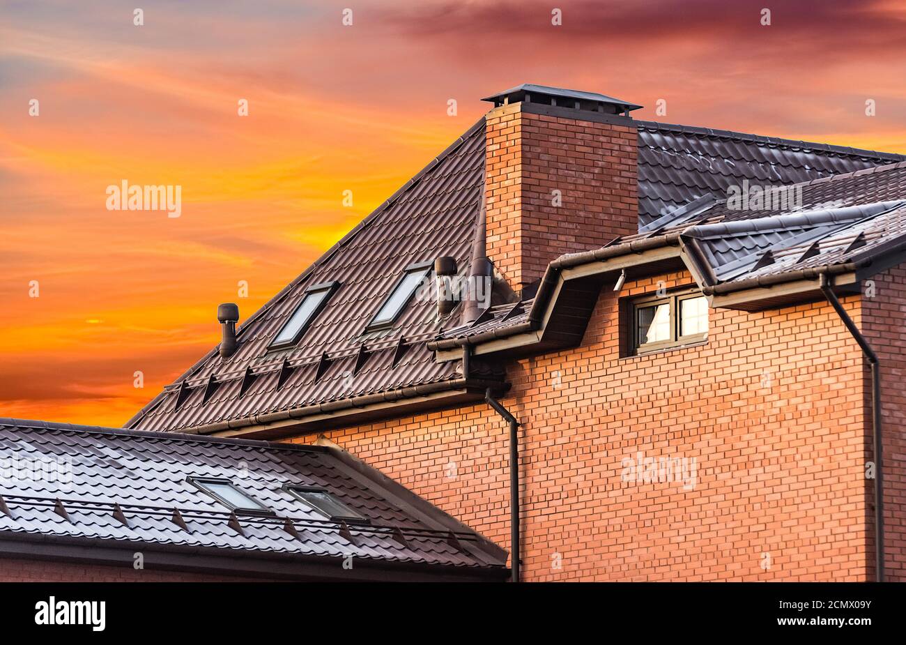 house with a gable roof window Stock Photo - Alamy