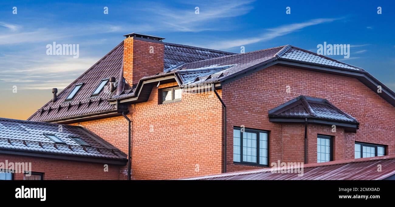 house with a gable roof window Stock Photo - Alamy
