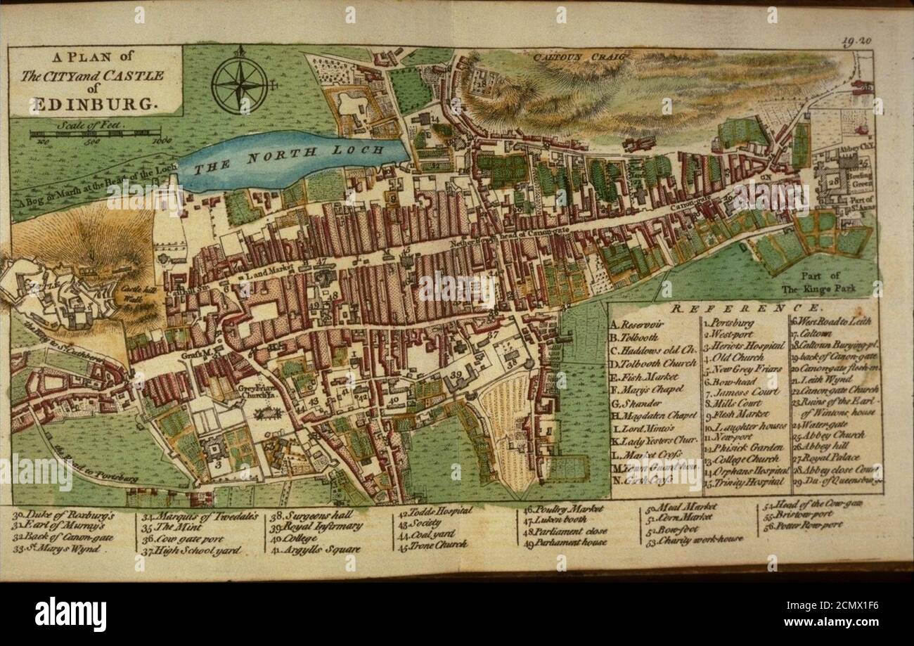 John Rocque Plan von Edinburgh 1764 Stock Photo - Alamy
