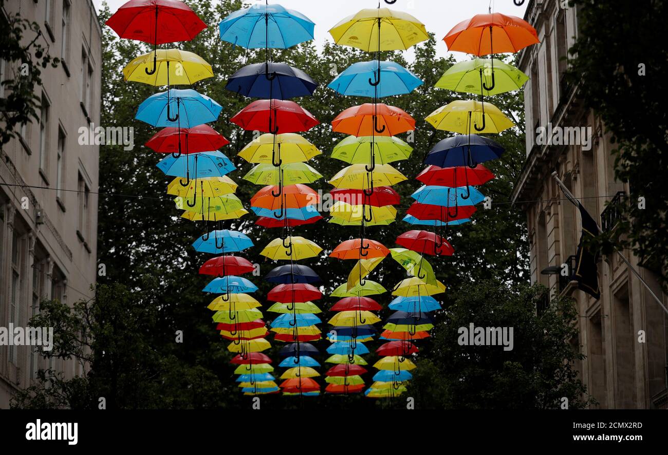 An art installation called the umbrella project hi-res stock ...