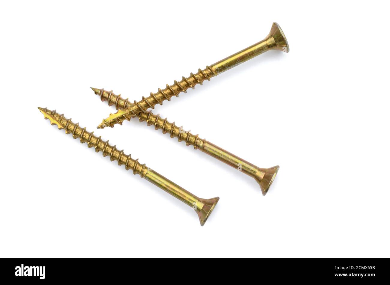 Golden tapping screws for construction Stock Photo - Alamy