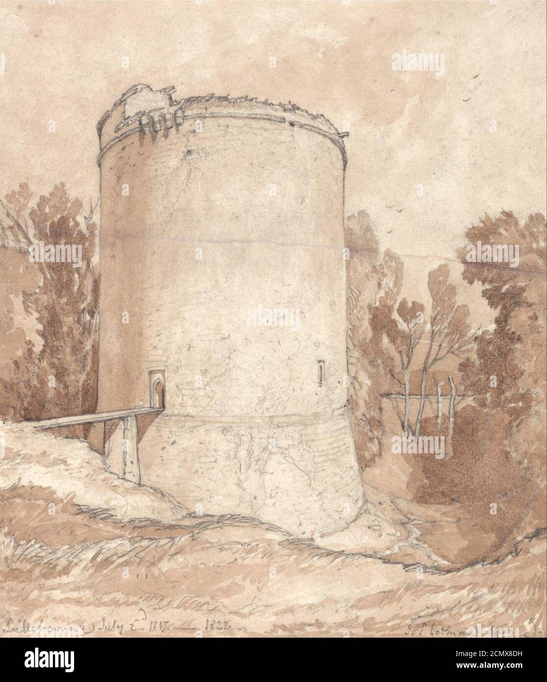 John Sell Cotman - Round Tower, Castle of Lillebonne, Normandy Stock ...