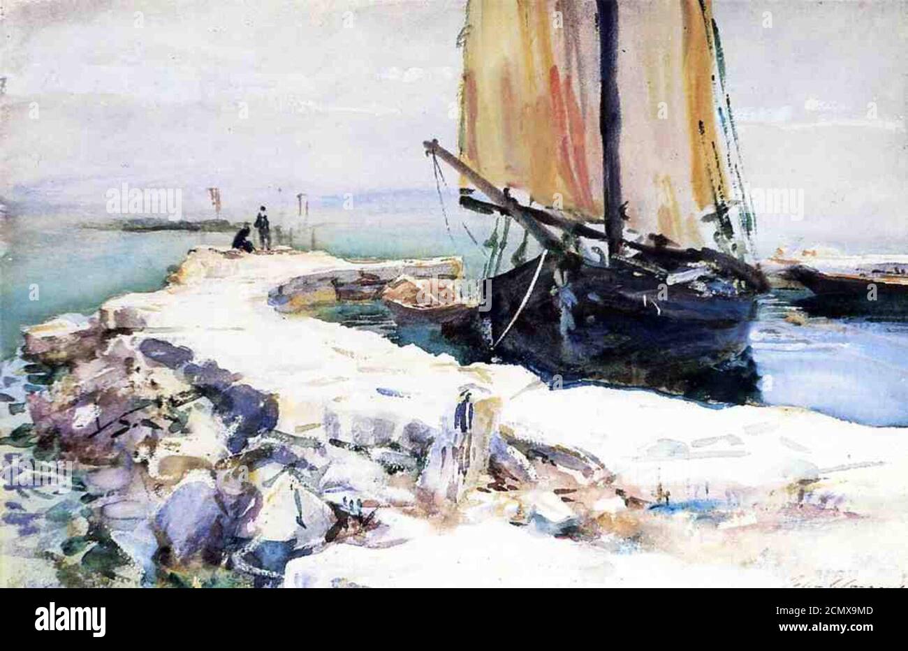 John Singer Sargent - Fog above lake Garda at San Vigilio 1913 Stock ...