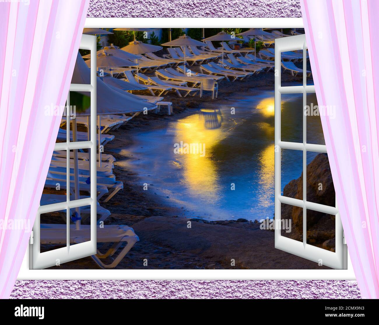 Beach view window hi-res stock photography and images - Alamy