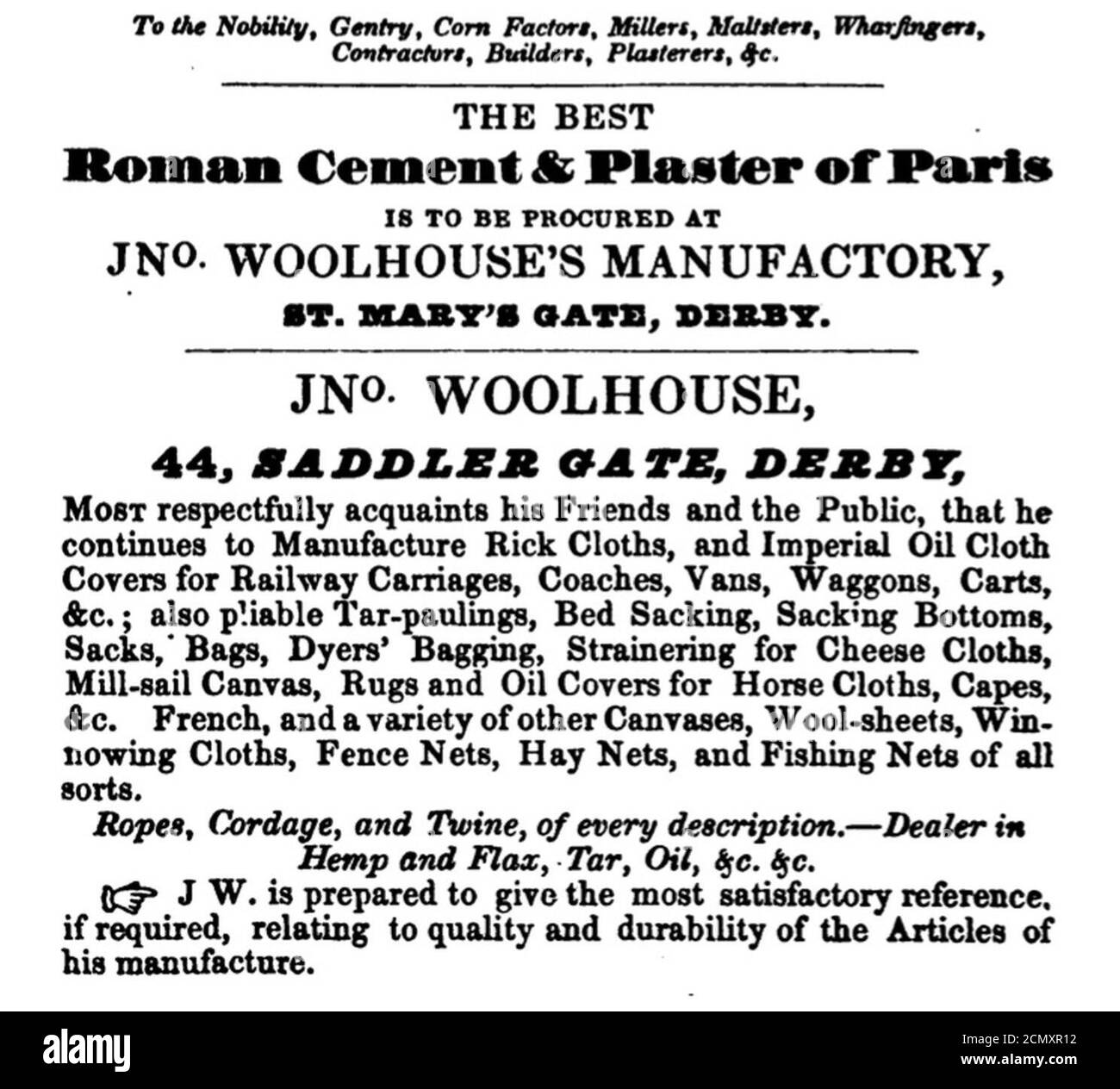 John Woolhouse, Derby Stock Photo - Alamy