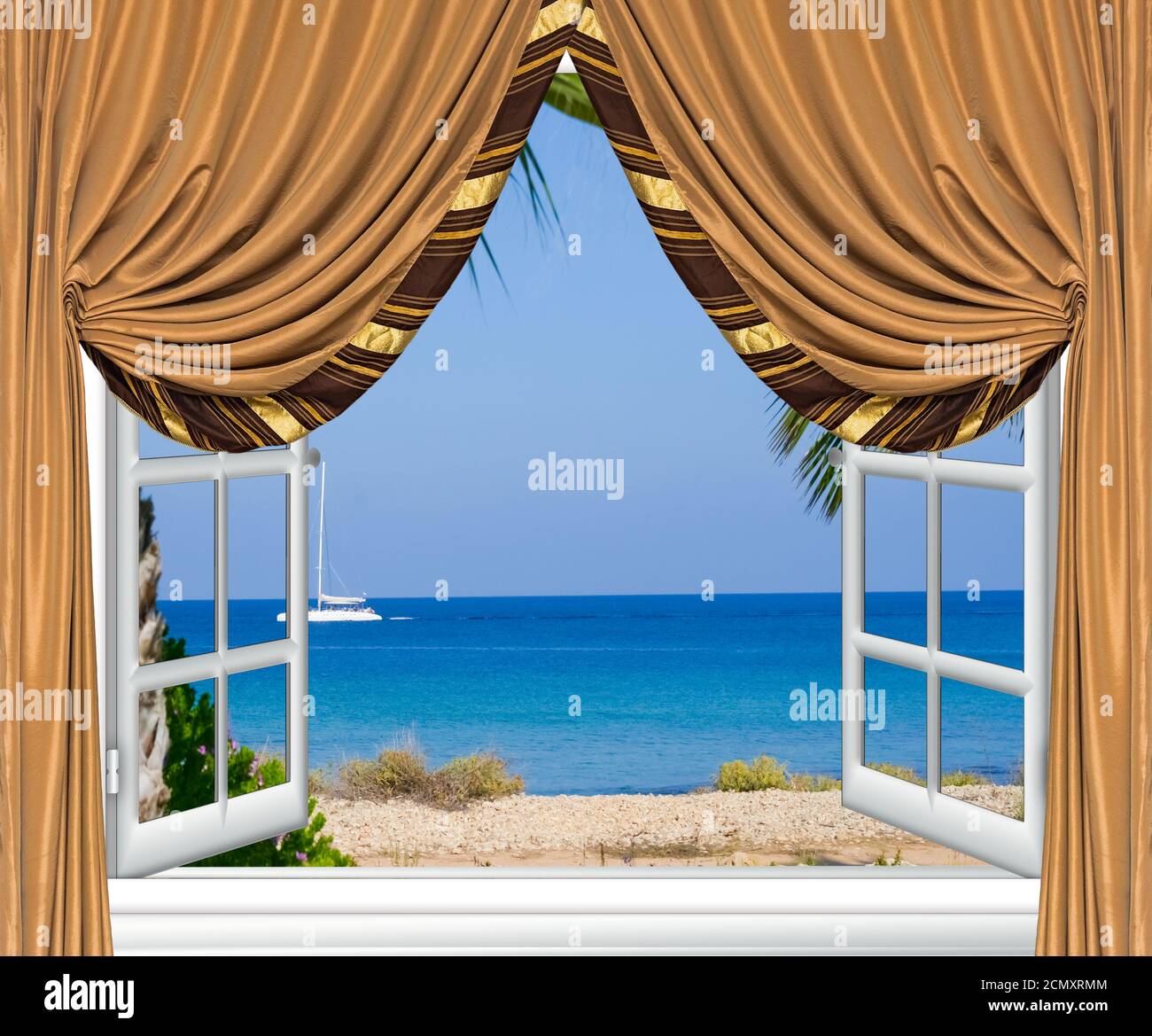 open window to the sea Stock Photo - Alamy