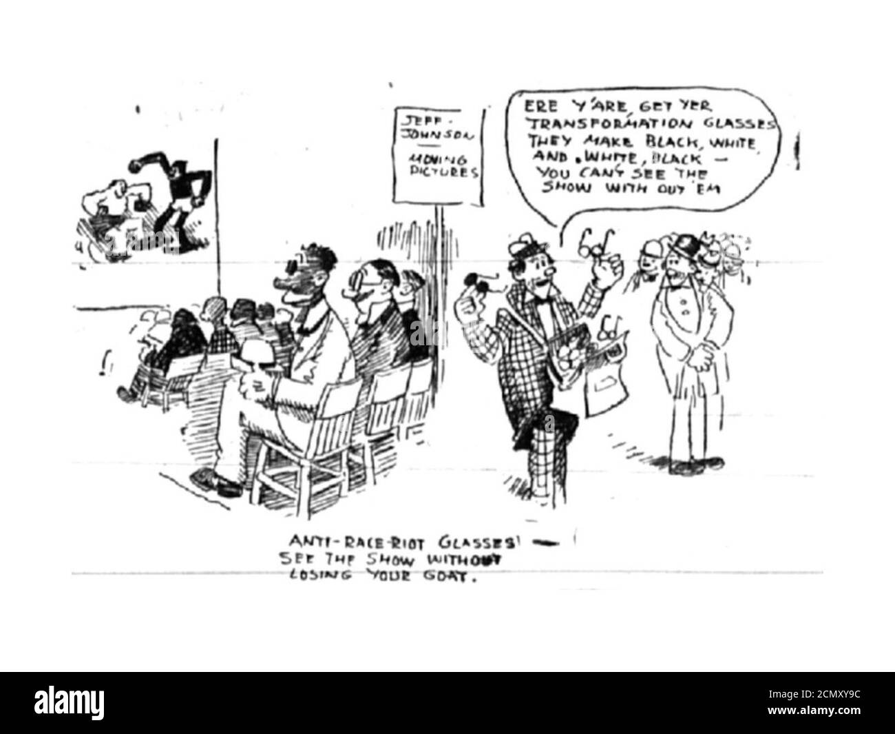 Johnson Jefferies Prizefight Anti-Race-Riot Glasses Herriman Cartoon ...