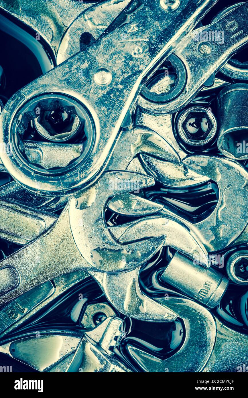 Vintage set of tools (wrenches and spanners Stock Photo - Alamy