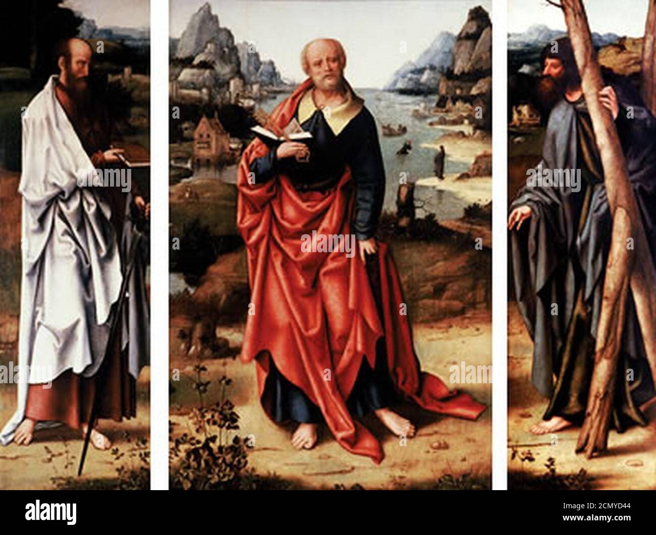 Joos van Cleve - Triptych of Saint Peter Saint Paul and Saint Andrew (opened Stock Photo - Alamy