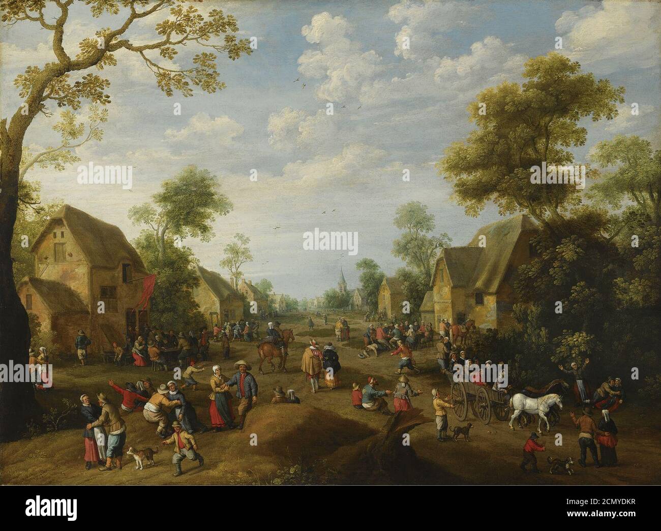 Joost Cornelisz. Droochsloot - Een dorp kermis met tal van peasante ...