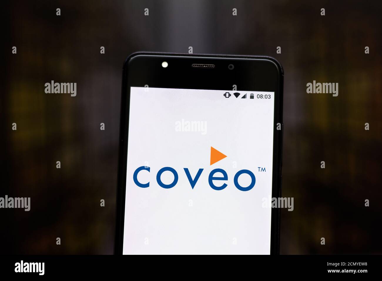 In this photo illustration of the Coveo logo seen displayed on a ...