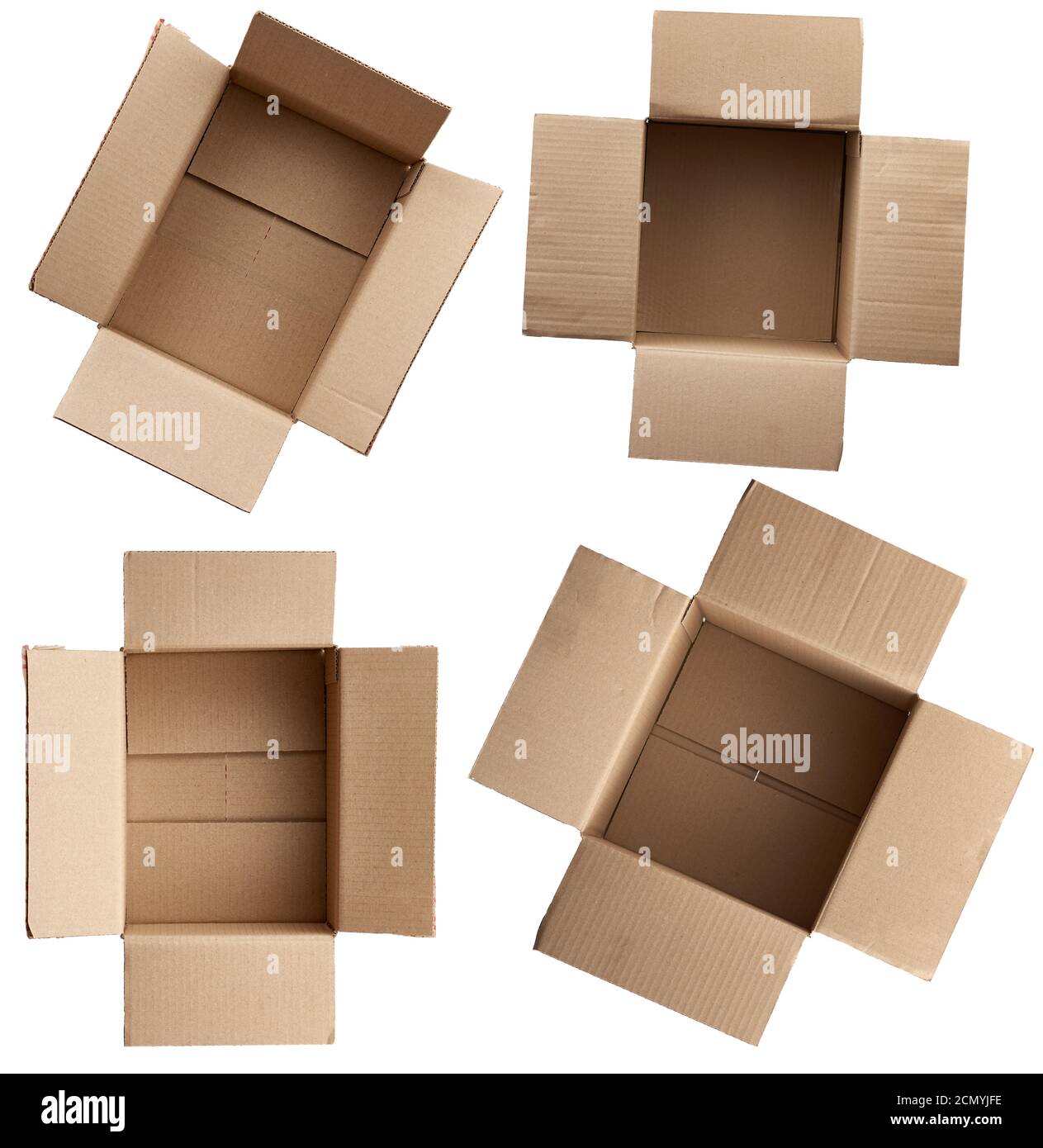 open empty brown rectangular and square cardboard boxes for ...