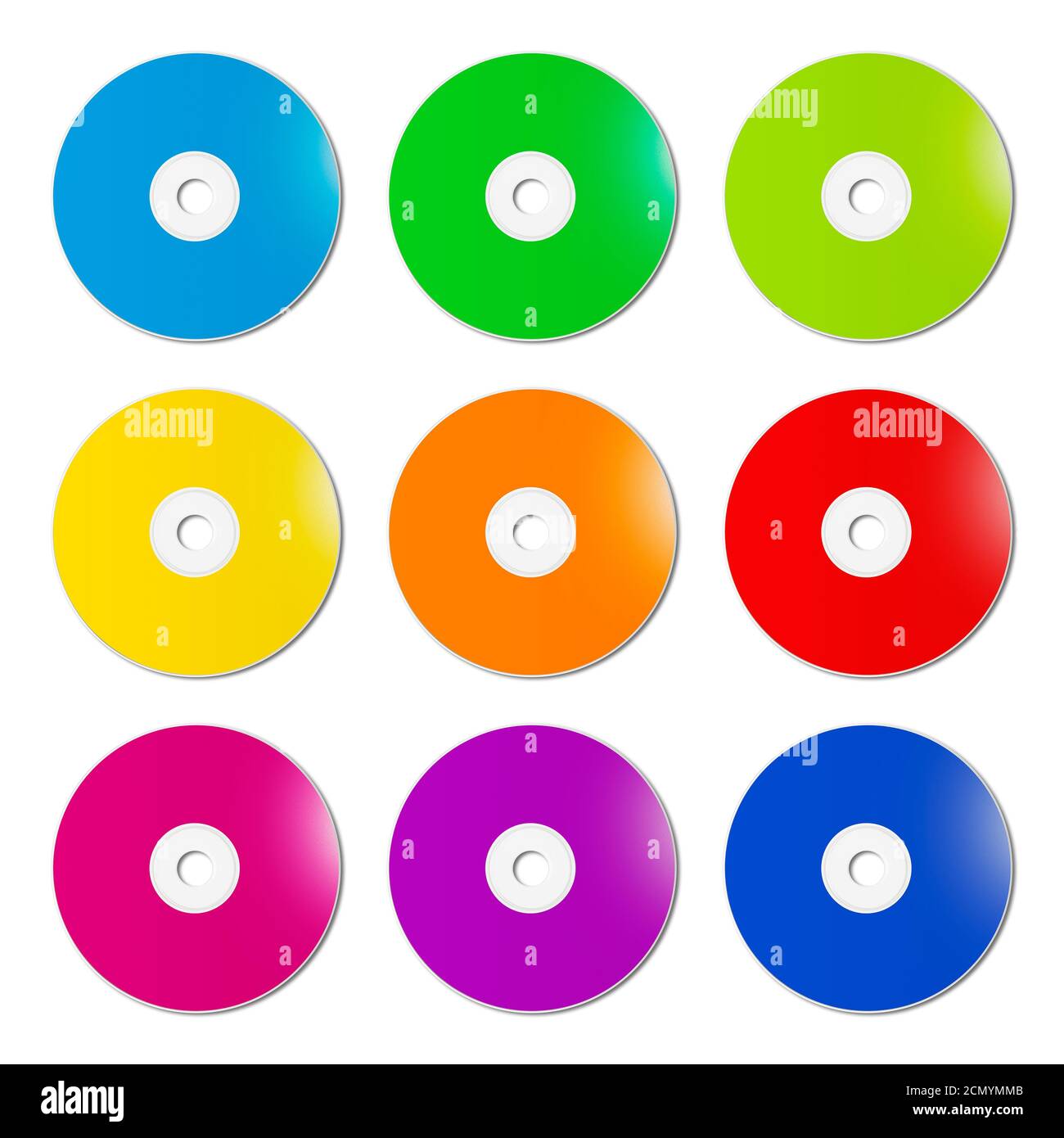 Colorful rainbow CD - DVD range on white background Stock Photo - Alamy