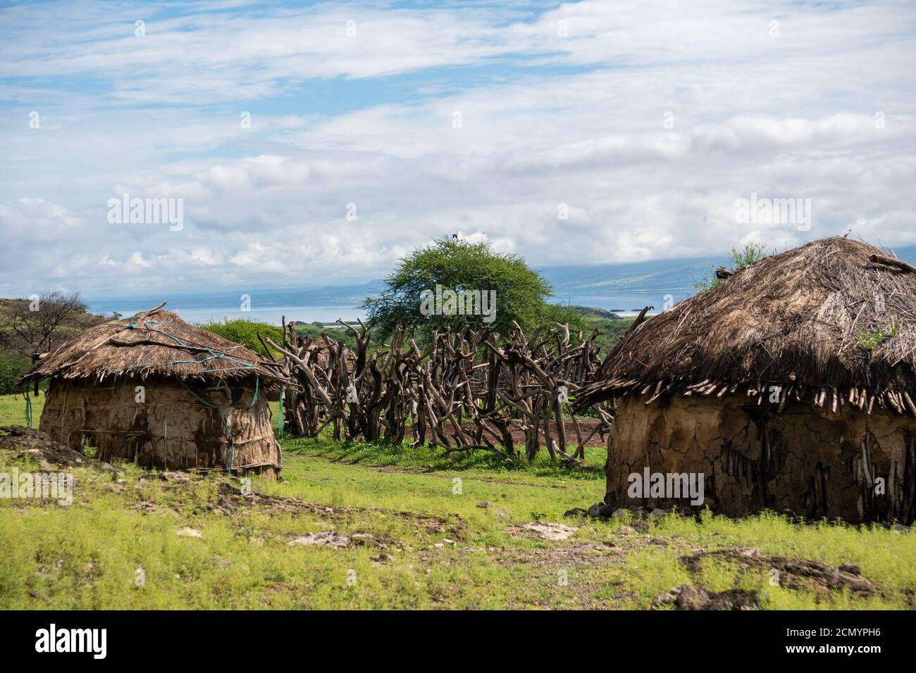 Traditional Maasai Village with Clay Round Huts in Engare Sero area ...