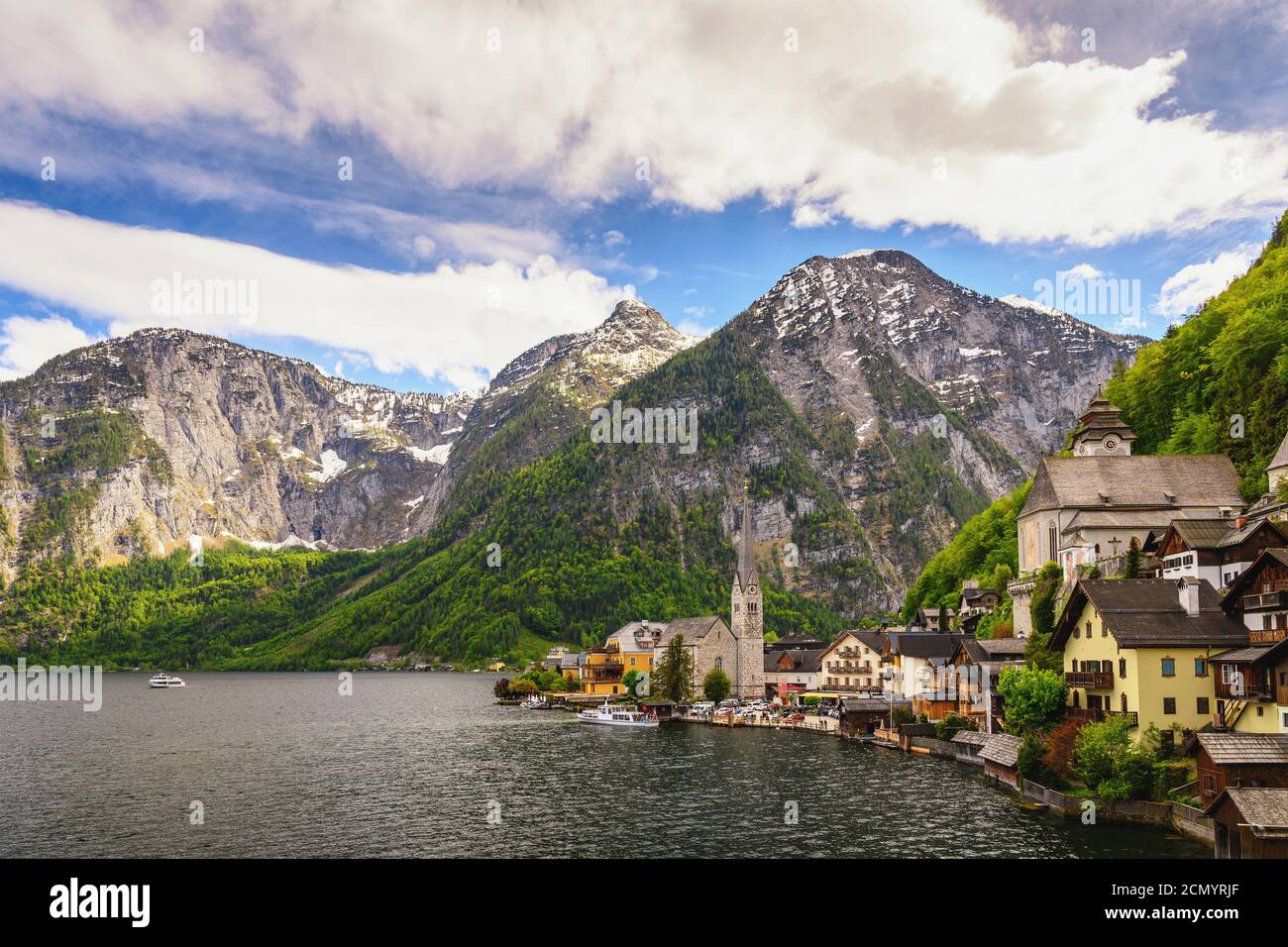 Hallstatt Austria, Nature landscape of Hallstatt village with lake and ...