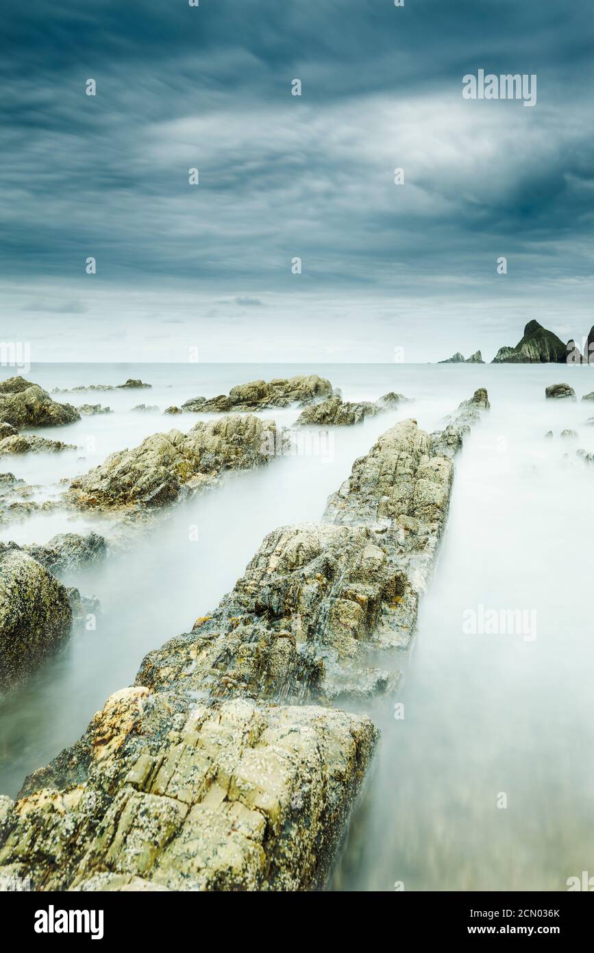 softness of the waves coming through the rock power lines in a rock ...