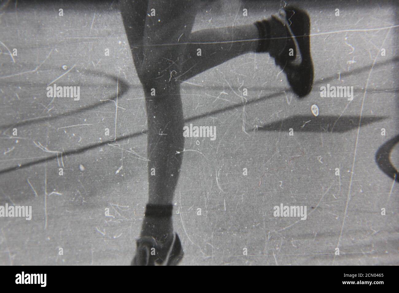 Fine 1970s vintage black and white photography of a person running in ...