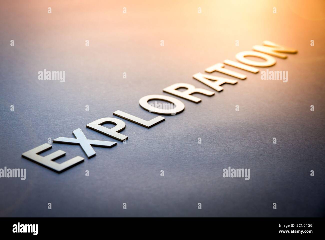 Word exploration written with white solid letters Stock Photo - Alamy