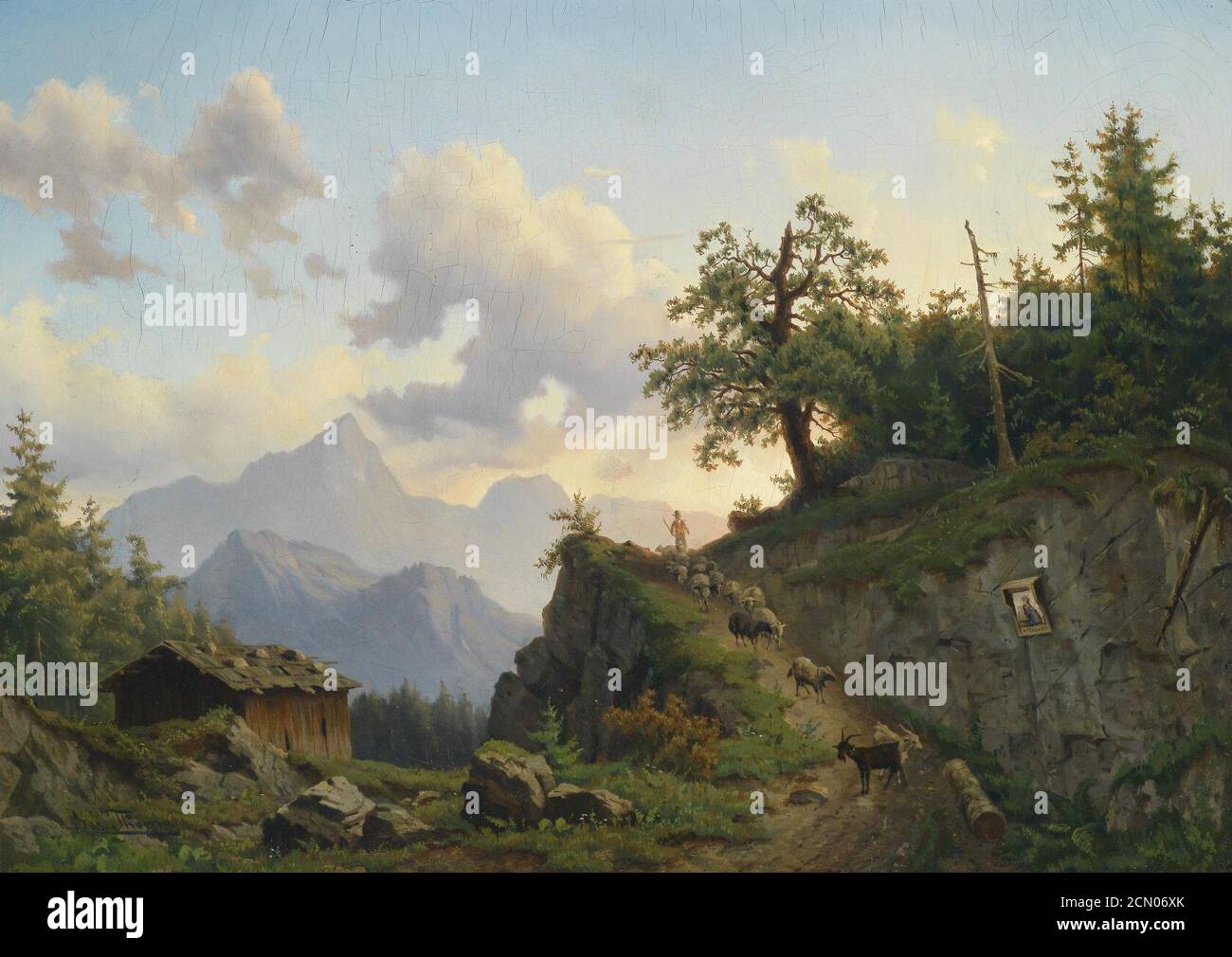 Josef Thoma Schafhirte mit seiner Herde am Heimweg Stock Photo - Alamy