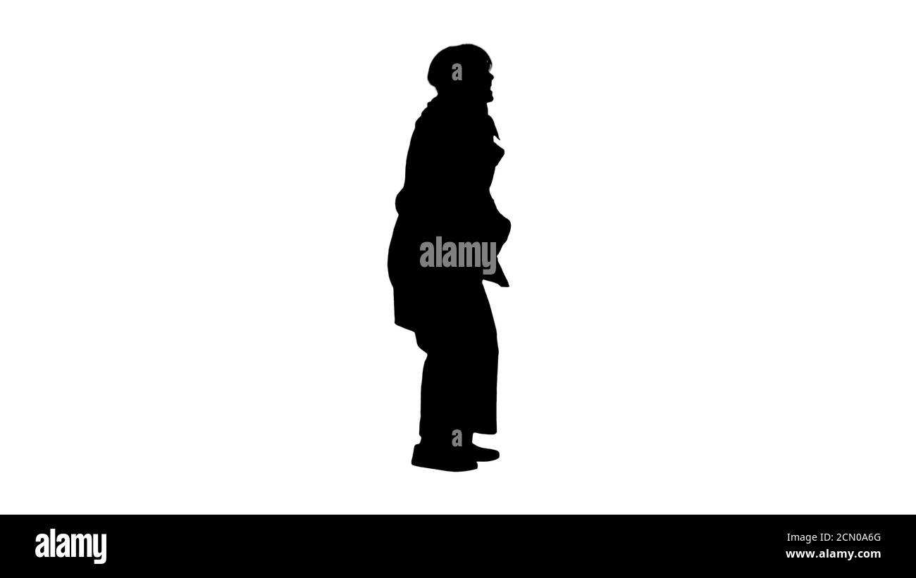 Pregnant woman with contractions feeling pain calling ambulance Stock ...