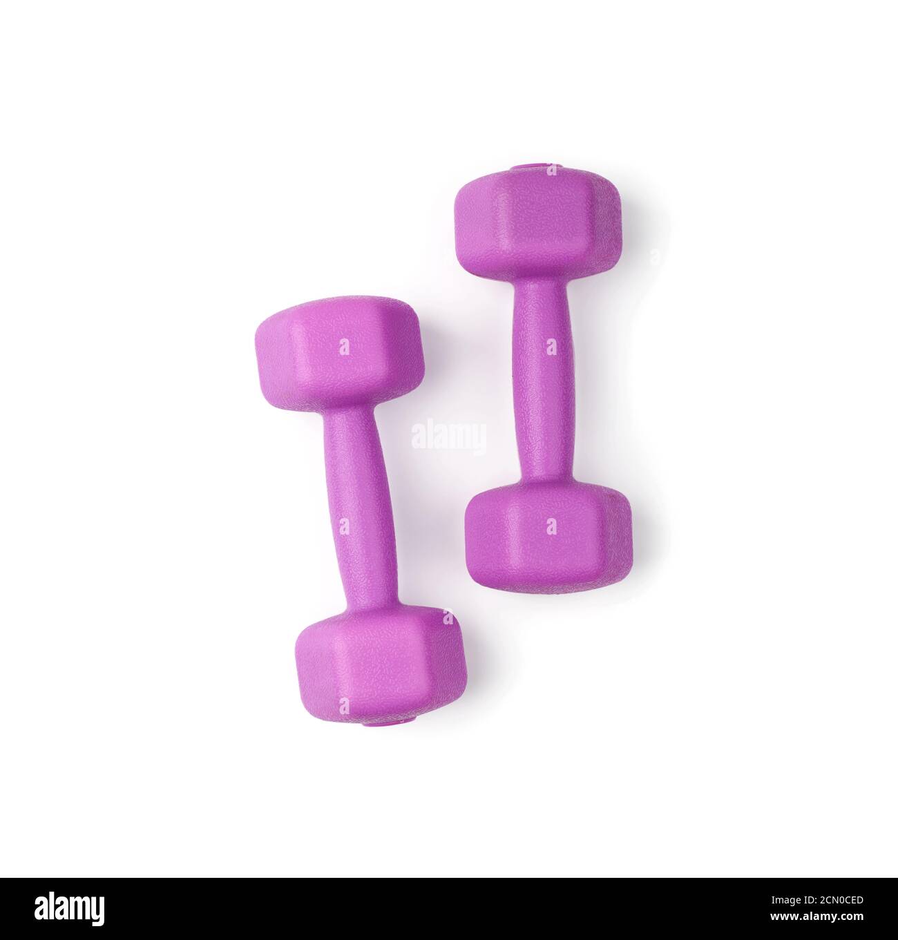 purple plastic dumbbell for sports isolated on white background Stock ...