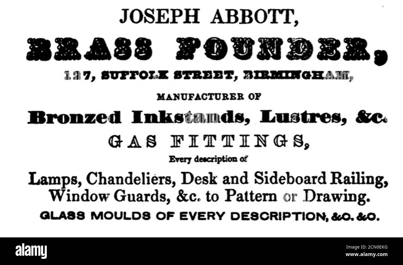 Joseph Abbott Birmingham Stock Photo - Alamy