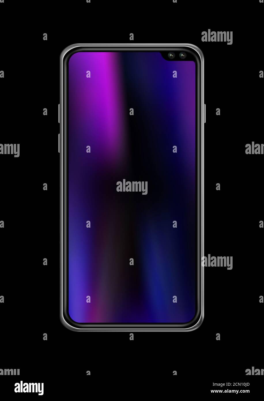 All screen smartphone mockup isolated on black. 3D render Stock Photo ...