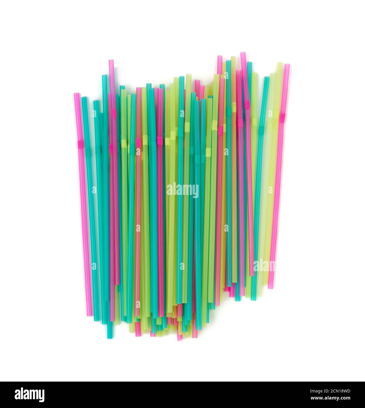 many multi-colored plastic tubes for cocktail isolated on white ...
