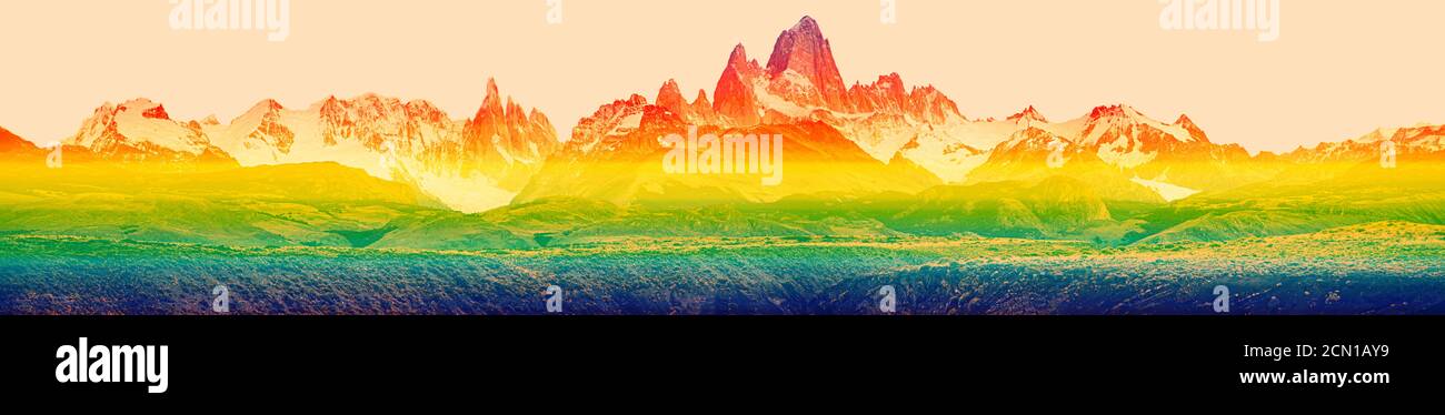 Sunrise over Mount Fitz Roy in Patagonia, with no clouds and gradient ...