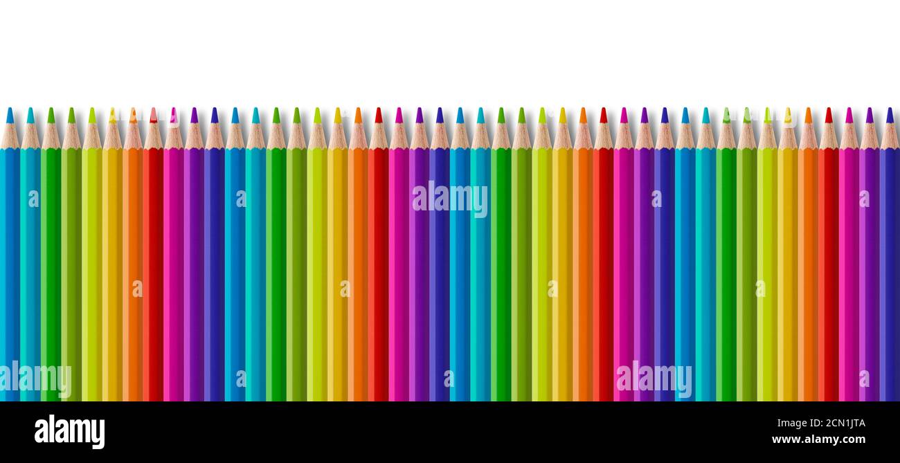 Set of color wooden pencil collection. Panoramic banner background ...